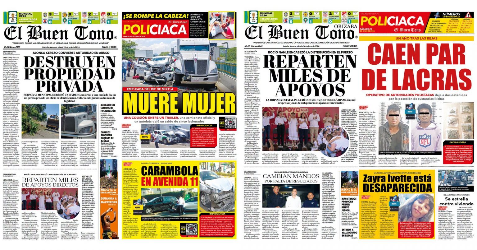 Las portadas de hoy en El Buen Tono, 20 junio 2026
